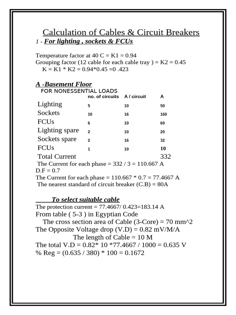Cable & Circuit Breaker Sizing Guide | PDF | Electricity | Physical ...