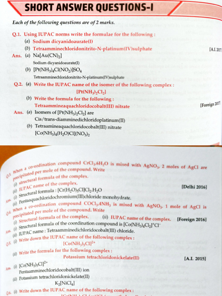 Coordination Chemistry PYQs | PDF | Coordination Complex | Ligand