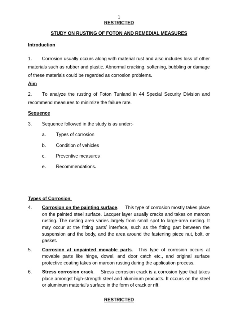 Foton Rusting Study and Prevention Guide | PDF | Corrosion | Rust