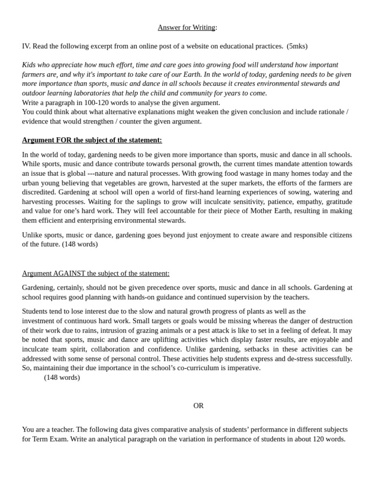 CSK W Answer For Writing - Pre Mid Paper | PDF | Psychology