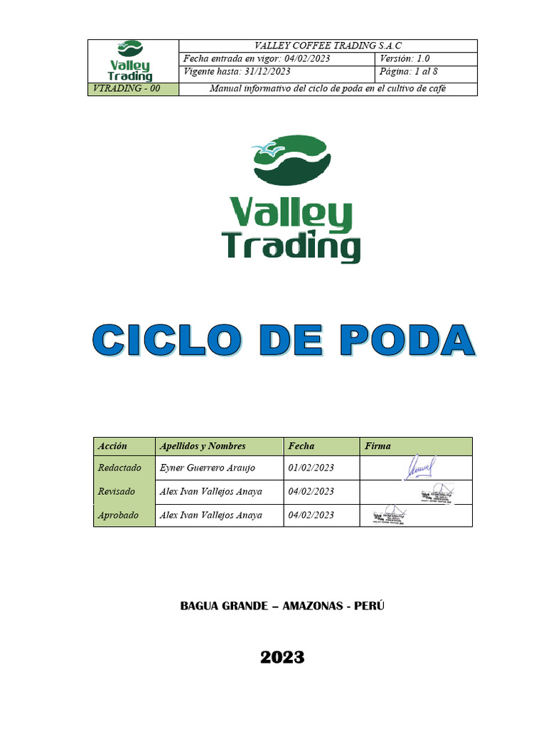 VTRADING - 057 Manual Informativo Del Ciclo de Poda. | PDF | café | Arboles