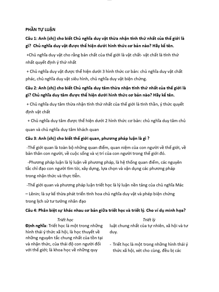 Bai Tap Tu Luan Hoc Phan Triet Hoc Mac Lenin 24896 | PDF