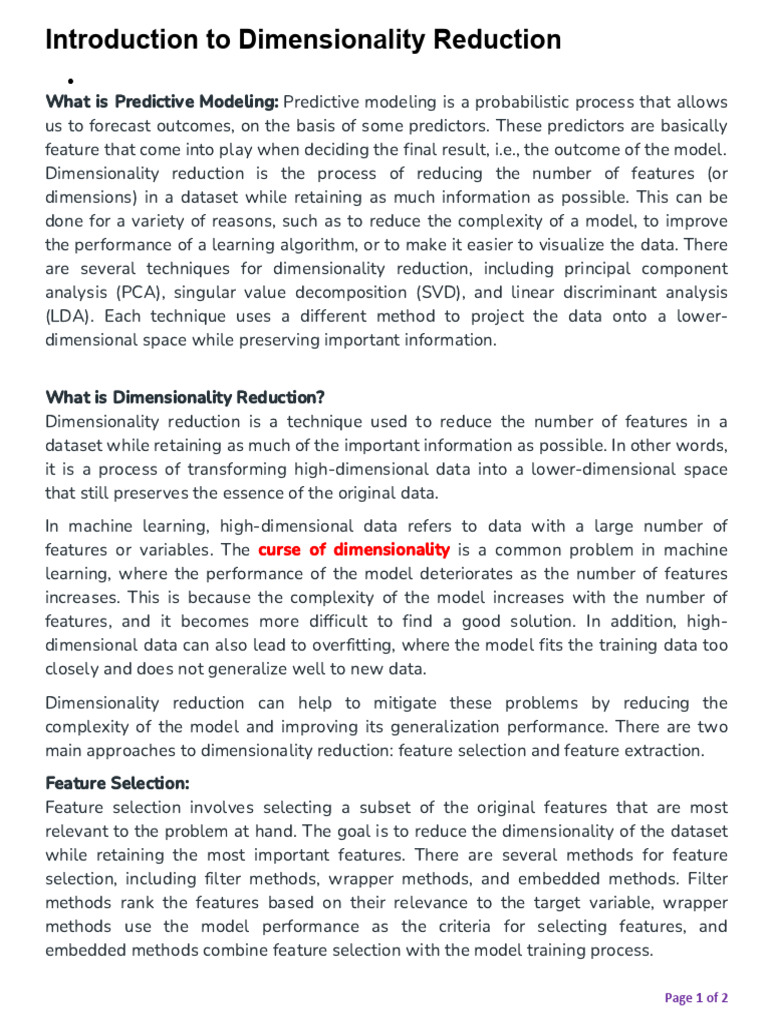 Dimensionality Reduction Pdf Principal Component Analysis Machine