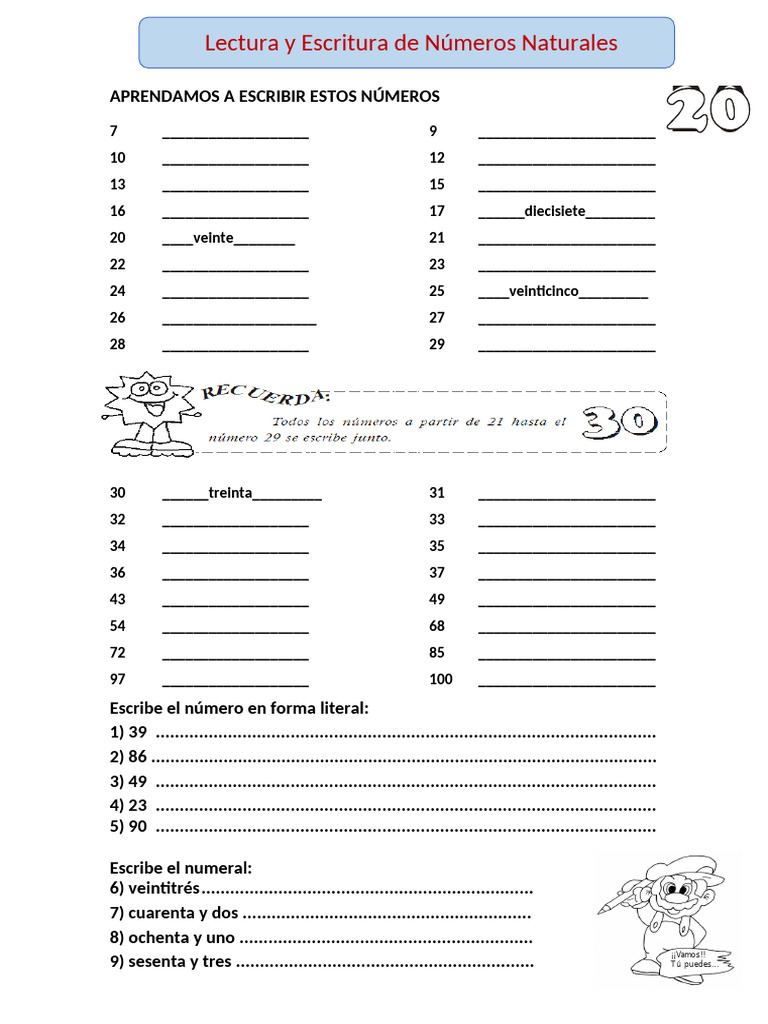 Escribiendo Números Naturales | PDF
