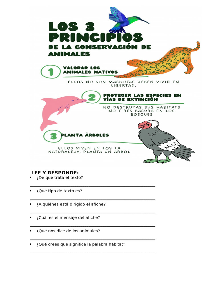 Cuidadfo de Los Animales Lectura | PDF