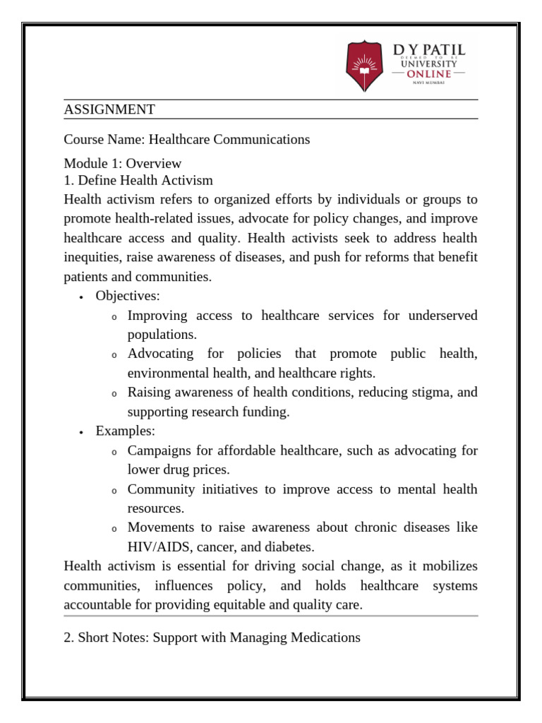 Module 1 Overview | PDF | Health Care | Caregiver