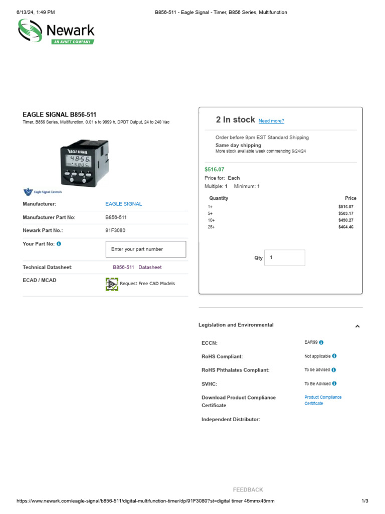 B856-511 Multifunction Timer Overview | PDF | Timer | Relay