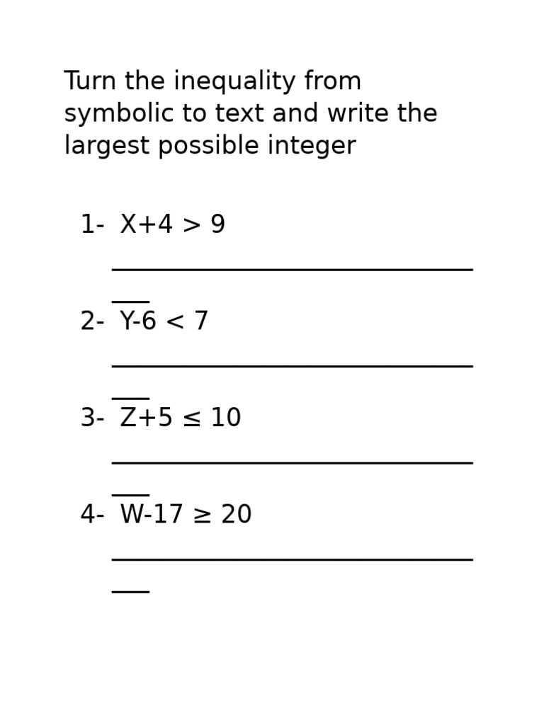 Inequalities Worksheet | PDF