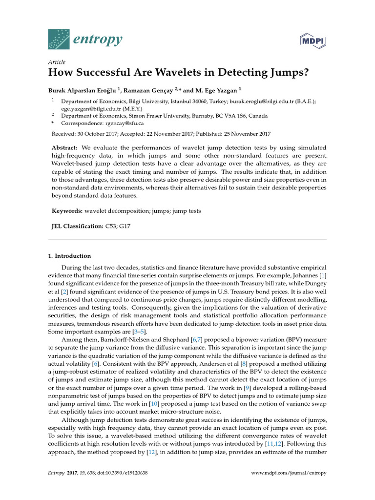 Wavelet Methods for Jump Detection Analysis | PDF | Bootstrapping ...