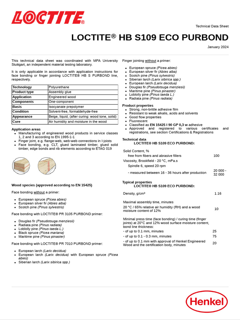 Technical Datasheet Loctite HB S109 ECO Purbond en | PDF | Adhesive ...