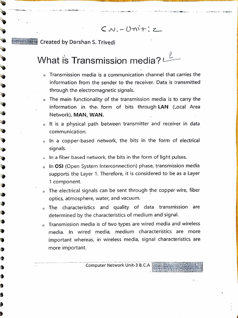 C.N. Unit-2 | PDF | Transmission Medium | Optical Fiber