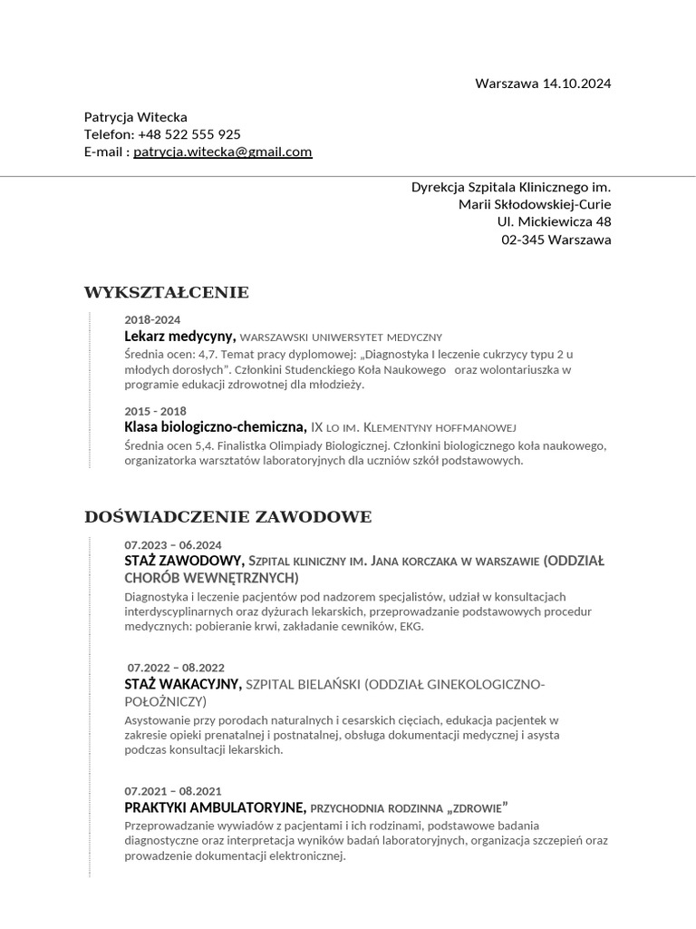 Biznes - CV | PDF
