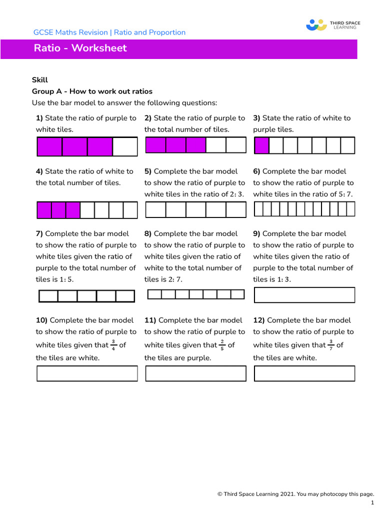 Third Space Learning Ratio GCSE Worksheet | PDF | Ratio | Mathematics