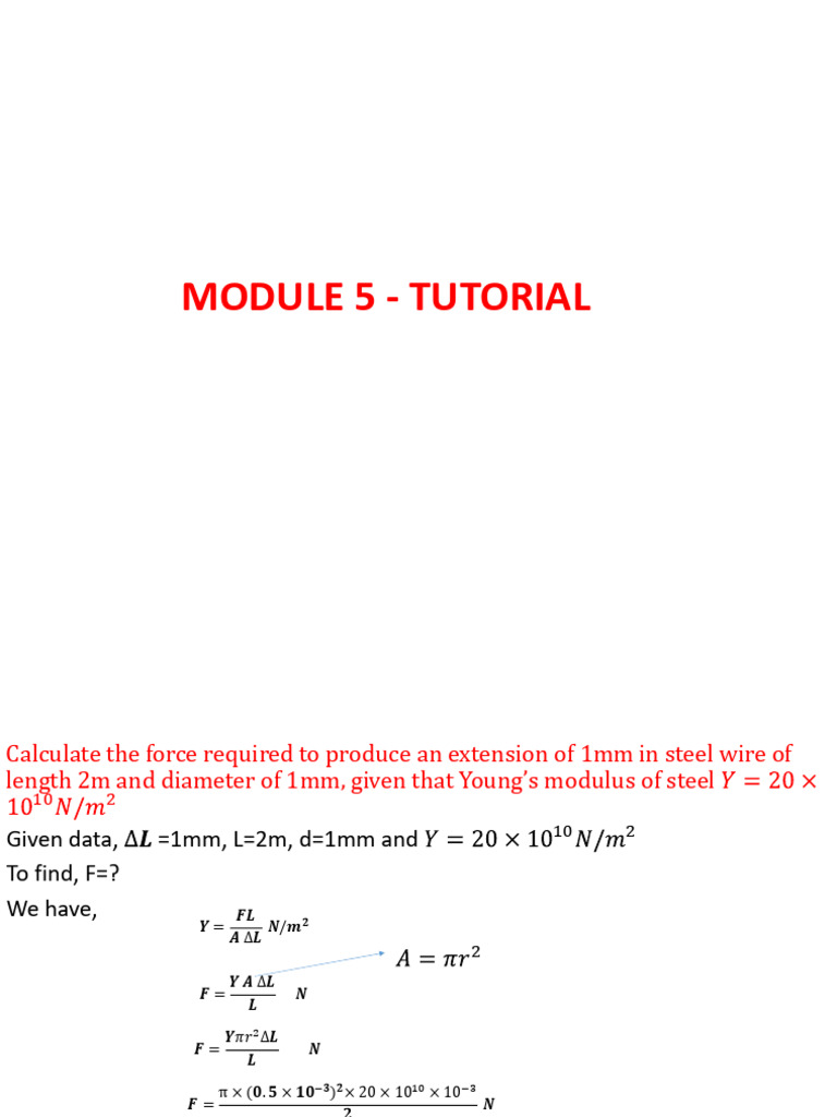 Module 5-Elasticity-TUTORIAL | PDF | Torque | Pascal (Unit)