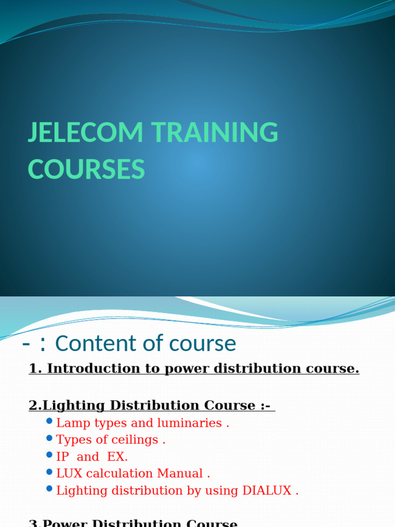 Jelecom Electrical Distribution Course | PDF | Lighting | Transformer