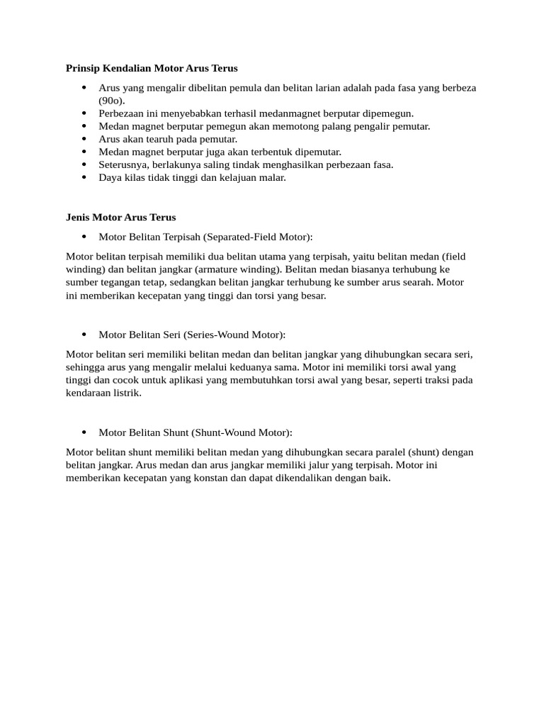 Prinsip Kendalian Motor Arus Terus | PDF