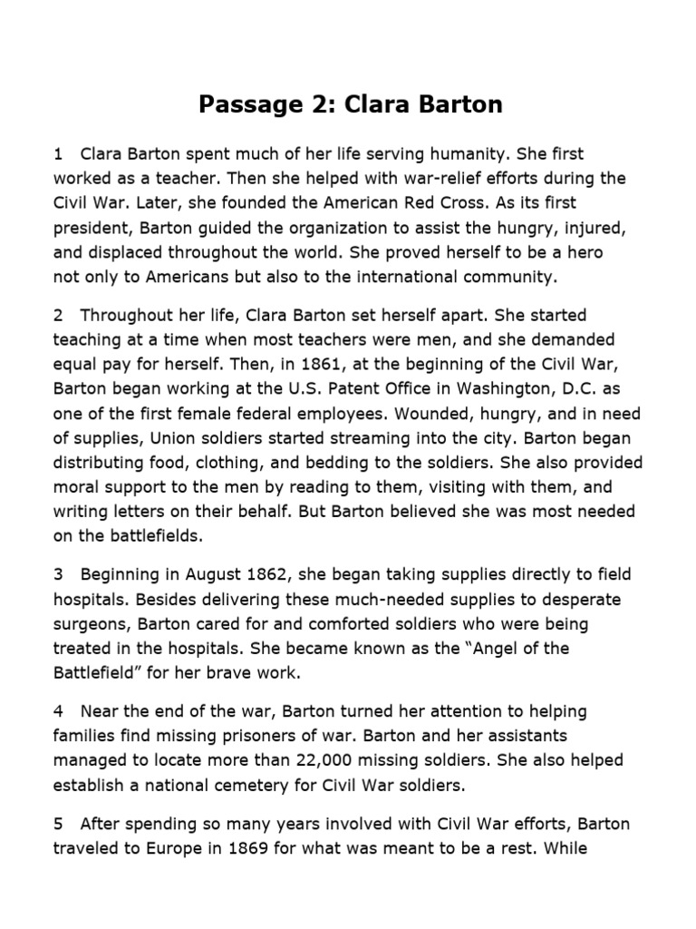 GR06_ELA_FSQ02_PB_FY25 Passage 2 Resource Clara Barton | PDF ...