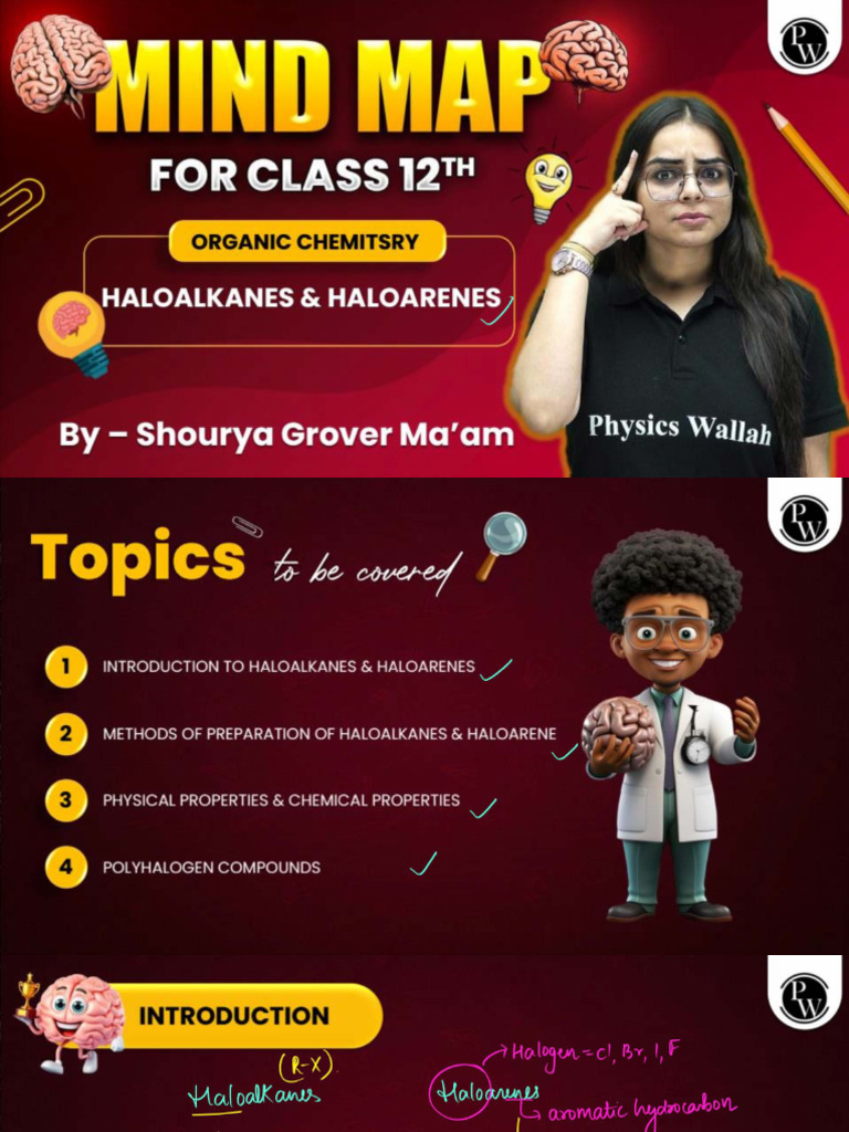 Haloalkanes & Haloarenes - Class Notes - Class 12th Mind Map Series | PDF
