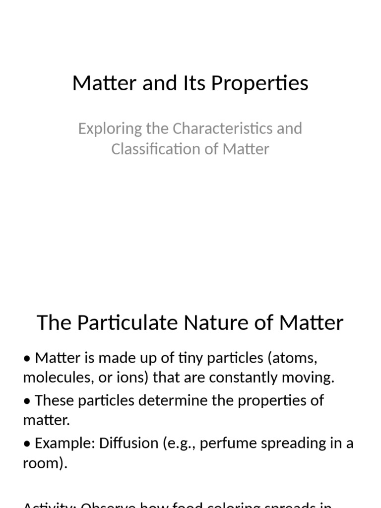 Matter and Its Properties | PDF