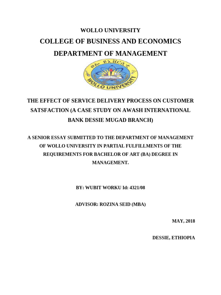 College of Business and Economics Department of Management: Wollo ...