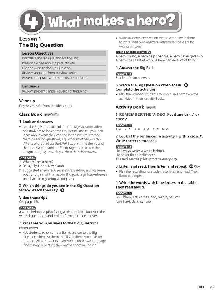 Unit 4 Lesson 1 Oxford Thinkers 3 Teachers Guide | PDF
