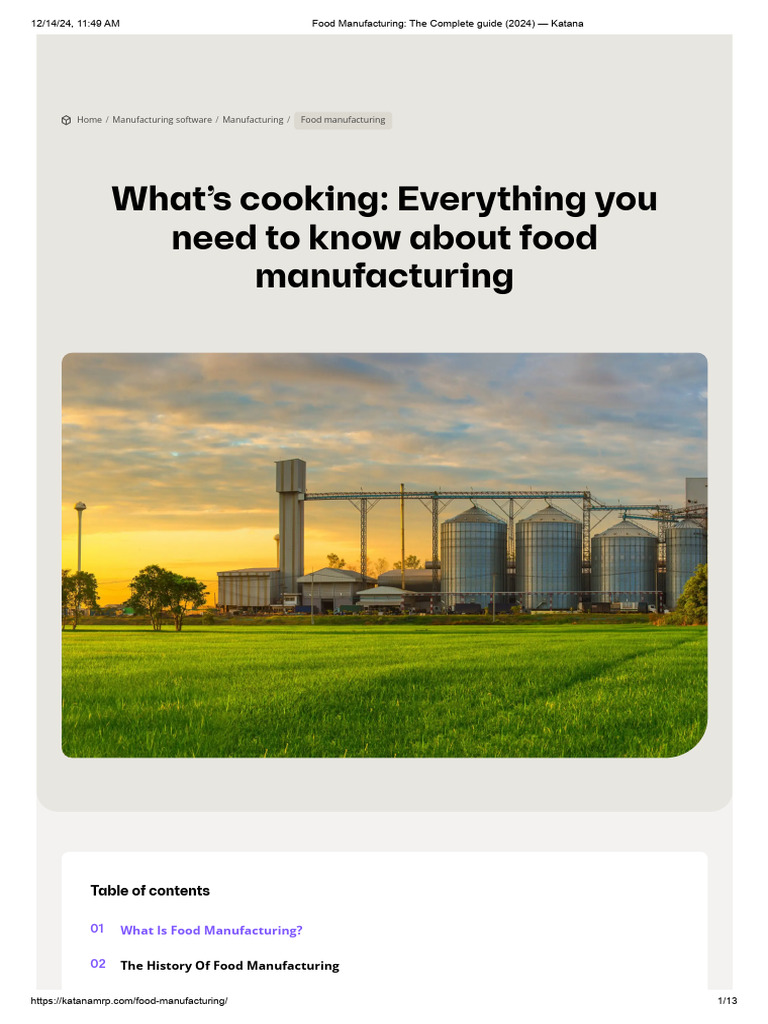 Introduction to Food Manufacturing | PDF | Food Safety | Foods