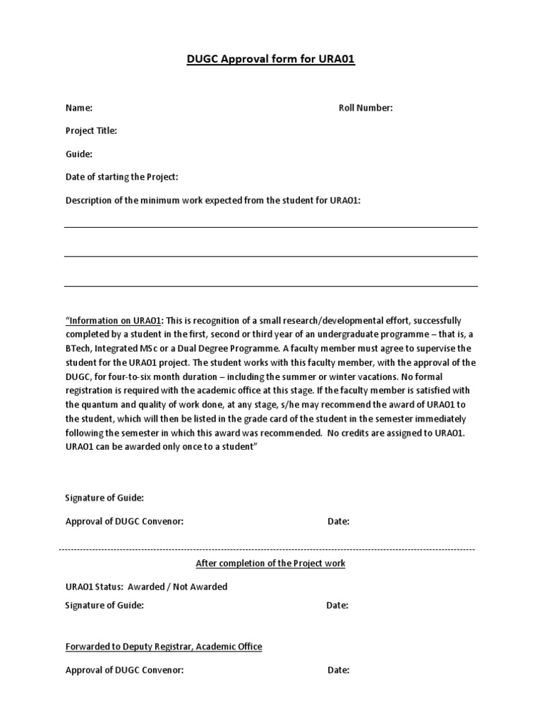 URA01 Project Approval Form | PDF