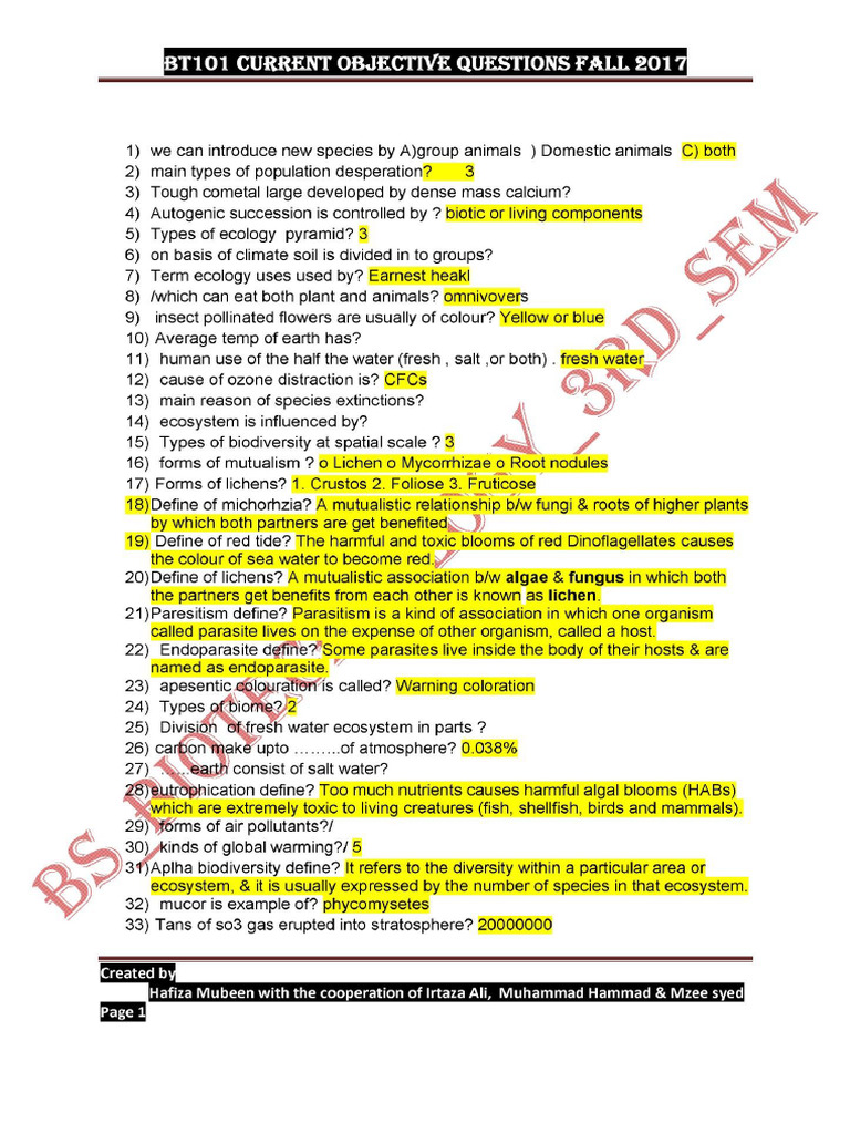 BT101 Mid Solved | PDF