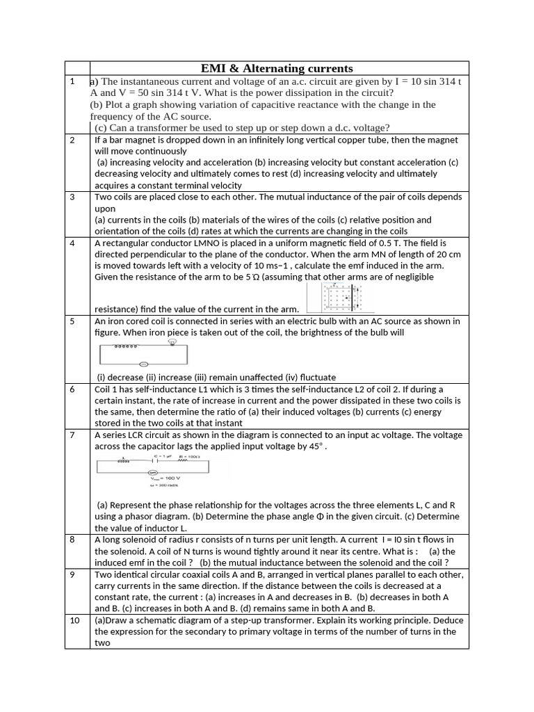 EMI & AC _assignment | PDF | Inductor | Inductance