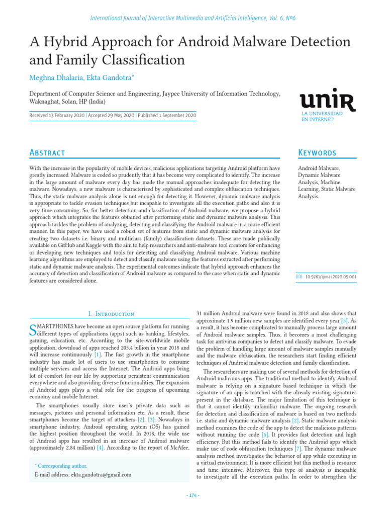 A Hybrid Approach For Android Mal Ware Detection | PDF | Malware ...