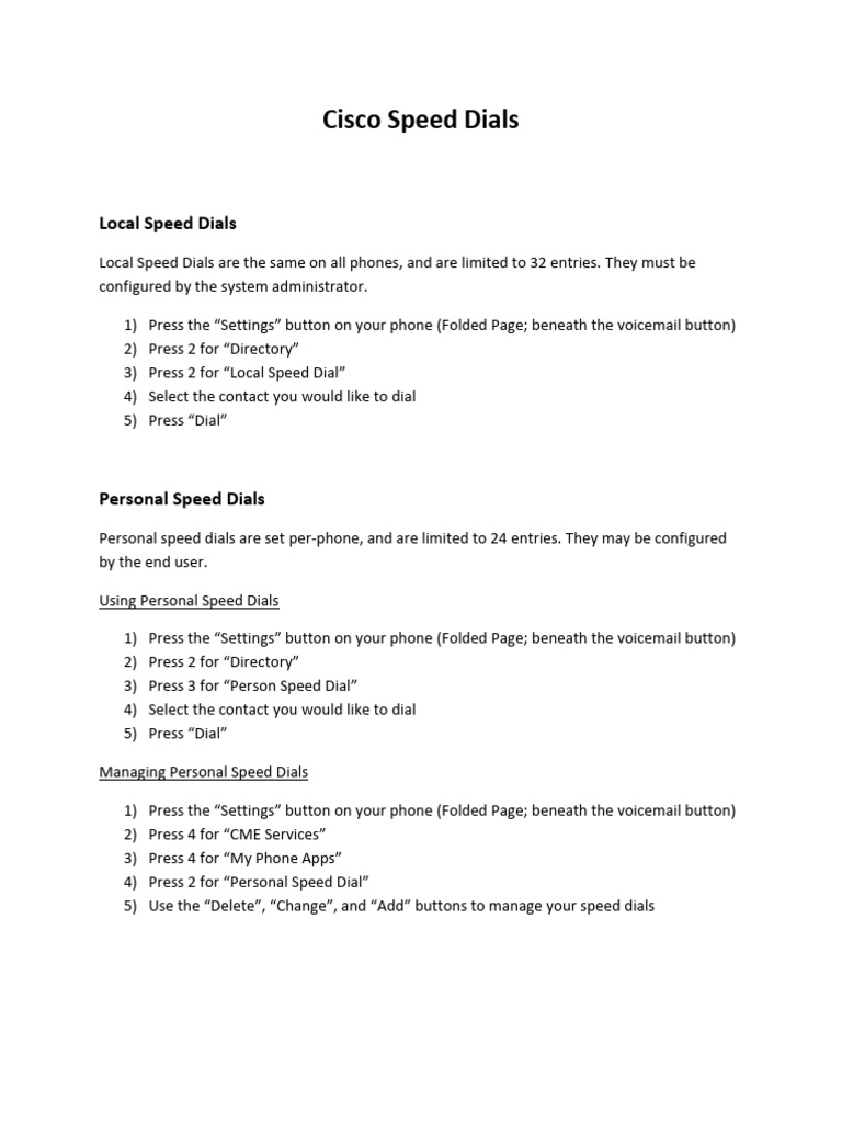 Cisco SPA Speed Dials | PDF | Voicemail | Telecommunications