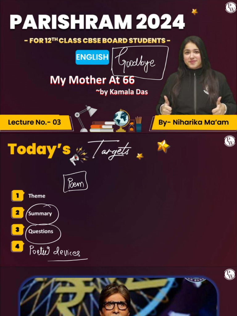 Flamingo 03 _ My Mother at Sixty Six _ Class Notes __ Parishram 2024 | PDF
