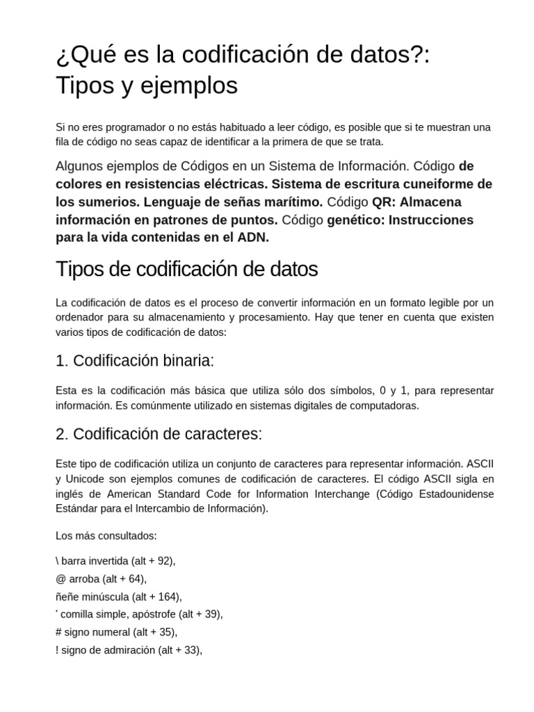 Codificación y Símbolos en Sistemas de Información | PDF | Compresión ...