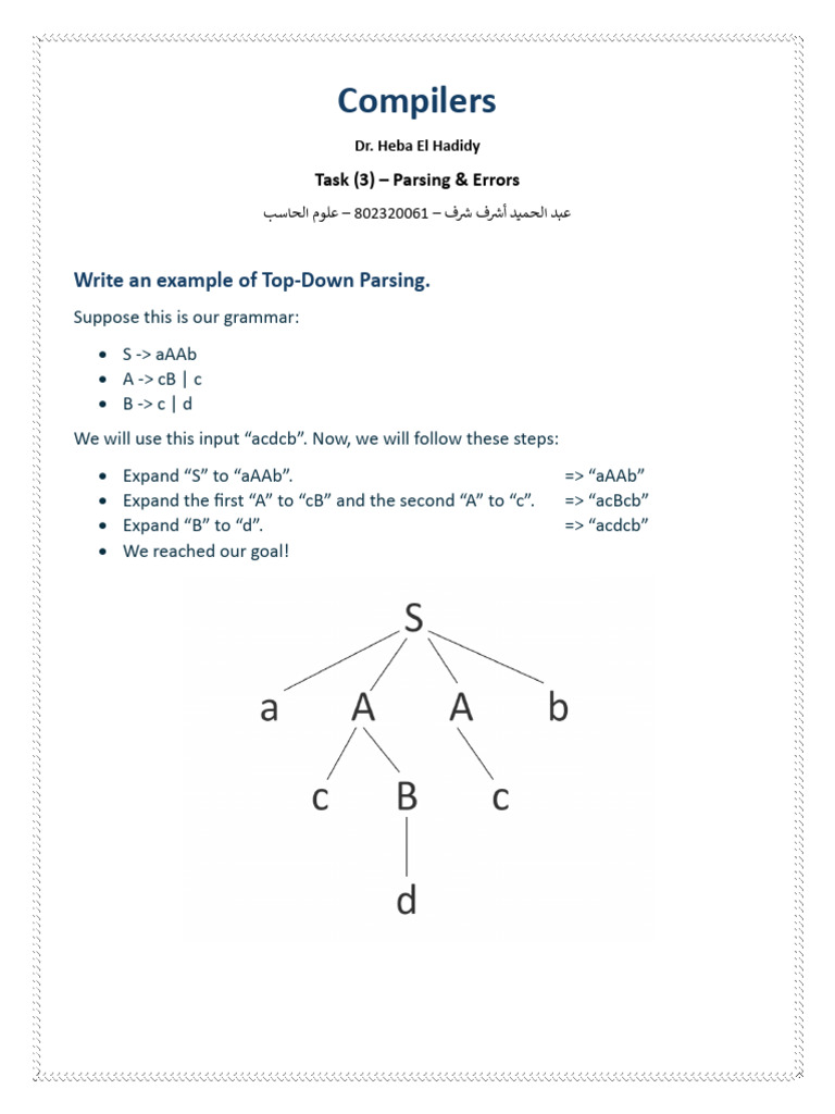 Abdo Sharaf - Compilers Task 3 | PDF