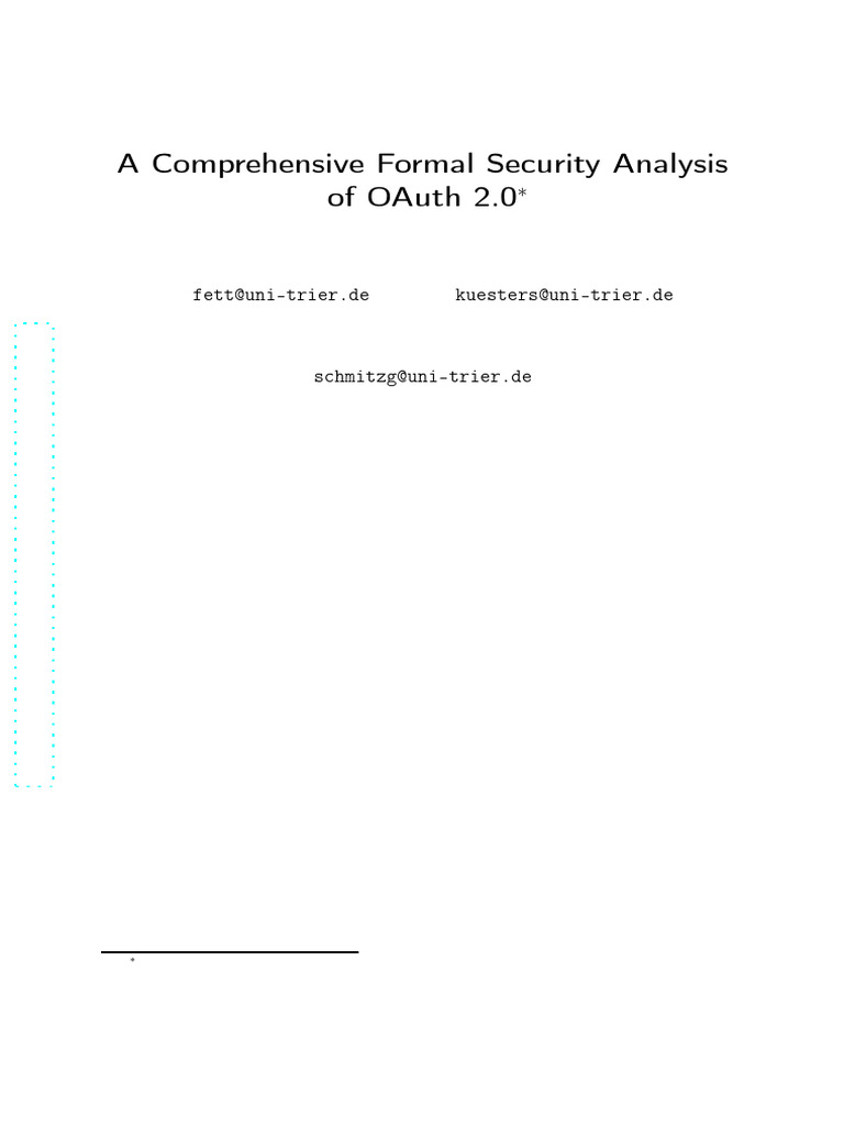 A Comprehensive Formal Security Analysis of OAuth | PDF | World Wide Web | Internet & Web