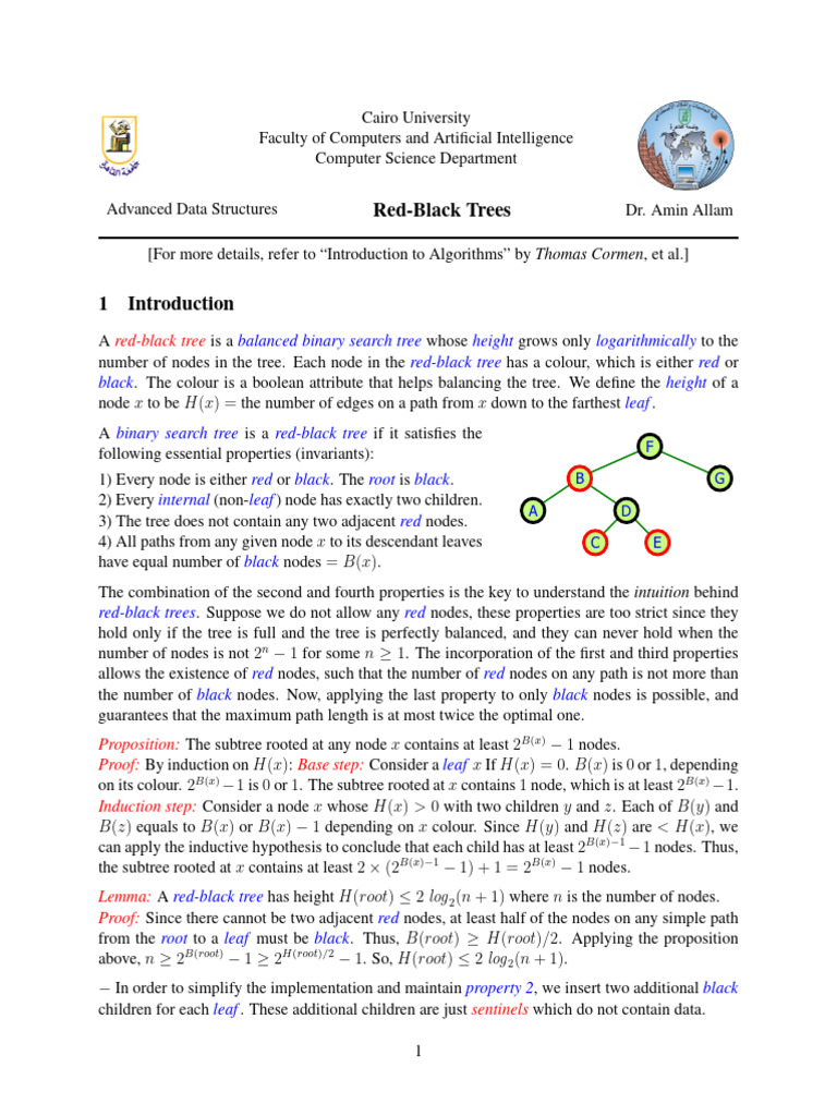 Lecture01_RedBlackTree | PDF | Applied Mathematics | Algorithms
