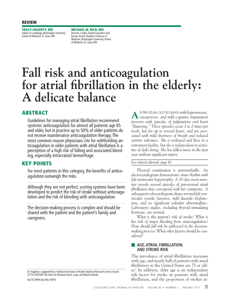 Fall Risk and Anticoagulation | PDF | Stroke | Cardiovascular Diseases