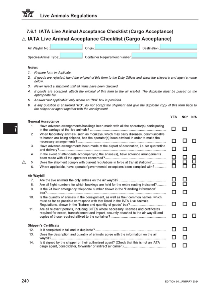 Lar-50-En Lar Acceptance Checklist Cargo | PDF