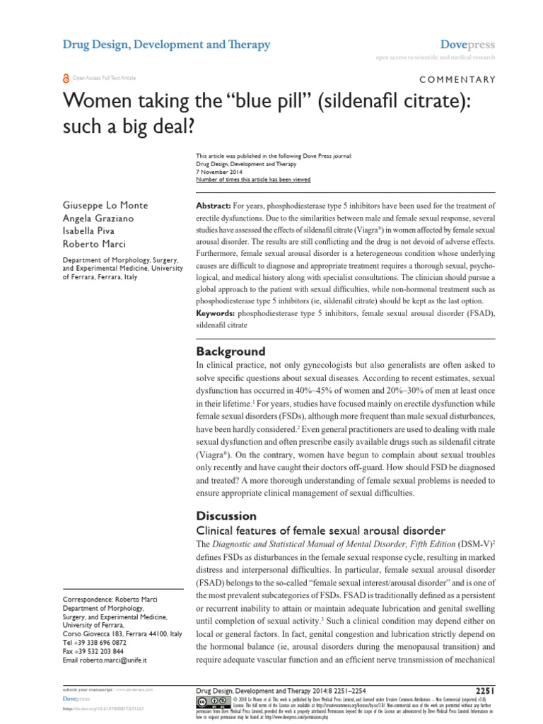 Women Taking The Blue Pill | PDF | Sexual Arousal | Clinical Medicine