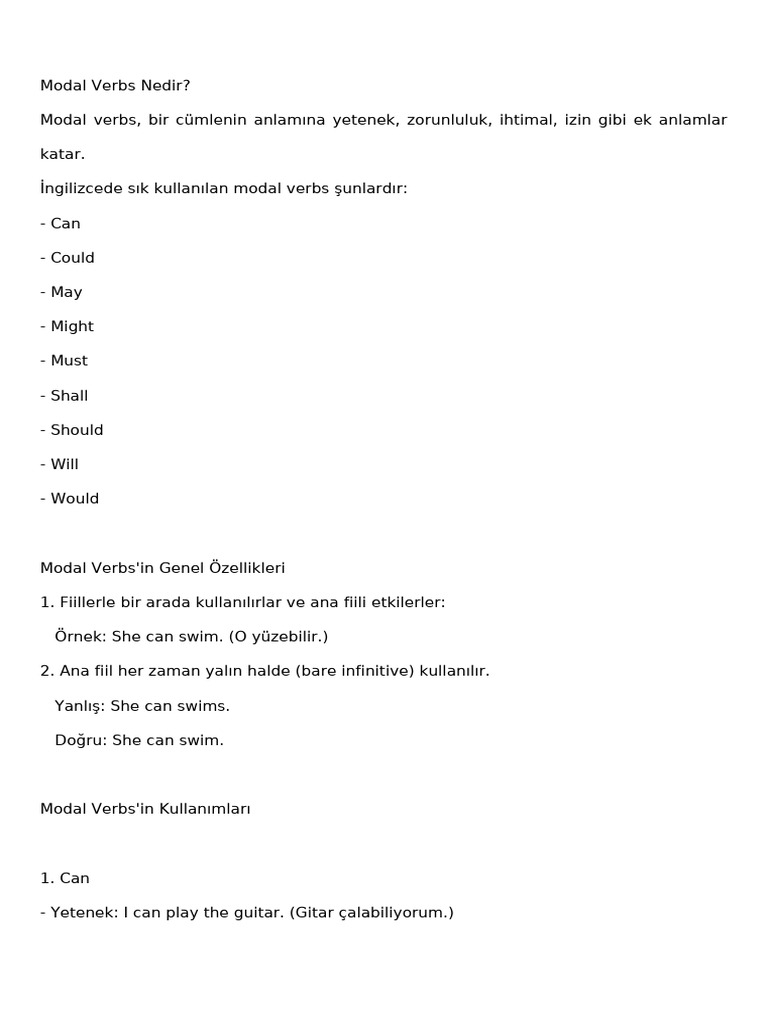 Modal Verbs Notes | PDF