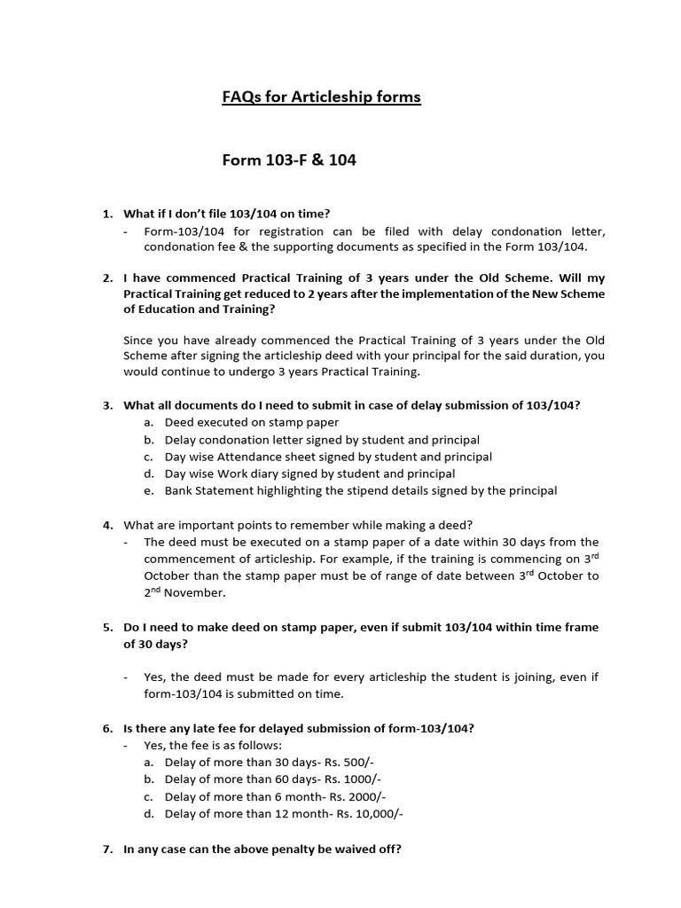 Articleship Forms FAQs Guide | PDF | Notary Public | Affidavit