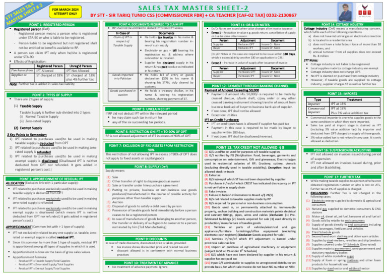 March 2024 Sales Tax Master Sheet | PDF | Taxes | Sales Taxes In The ...