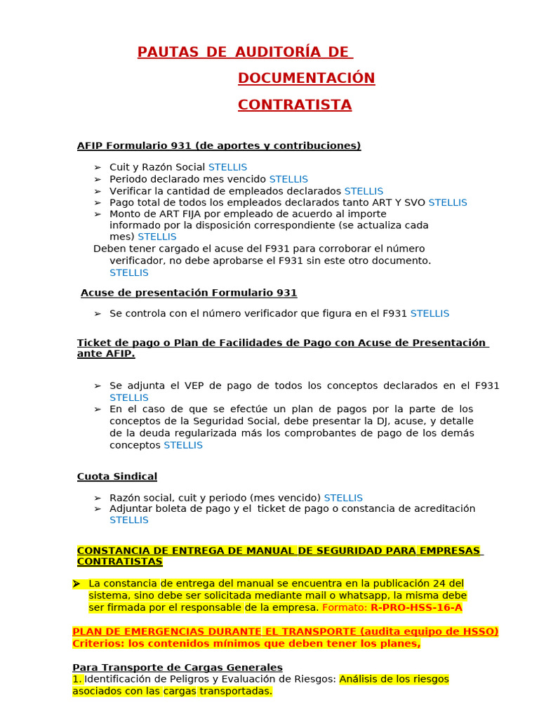 Auditoría de Documentación para Contratistas | PDF | Póliza de seguros | Documento de identidad