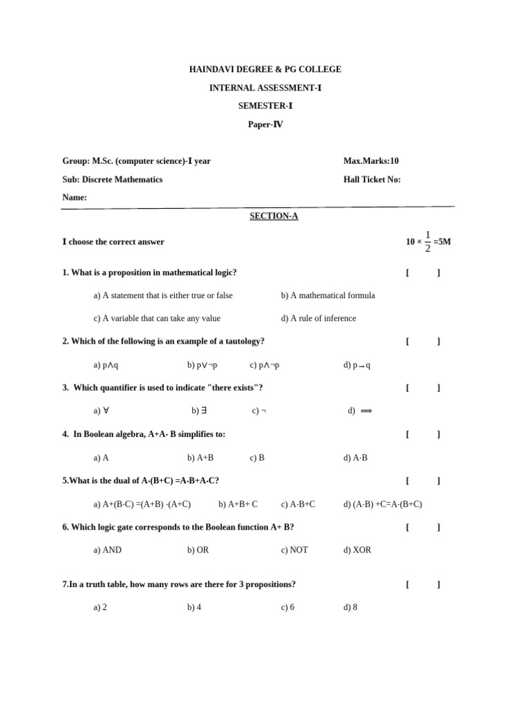 Discrete Mathematics Pdf Boolean Algebra Teaching Mathematics