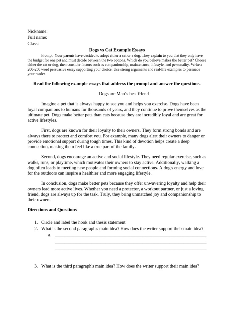 G10 Example Essay | PDF | Pet | Dogs