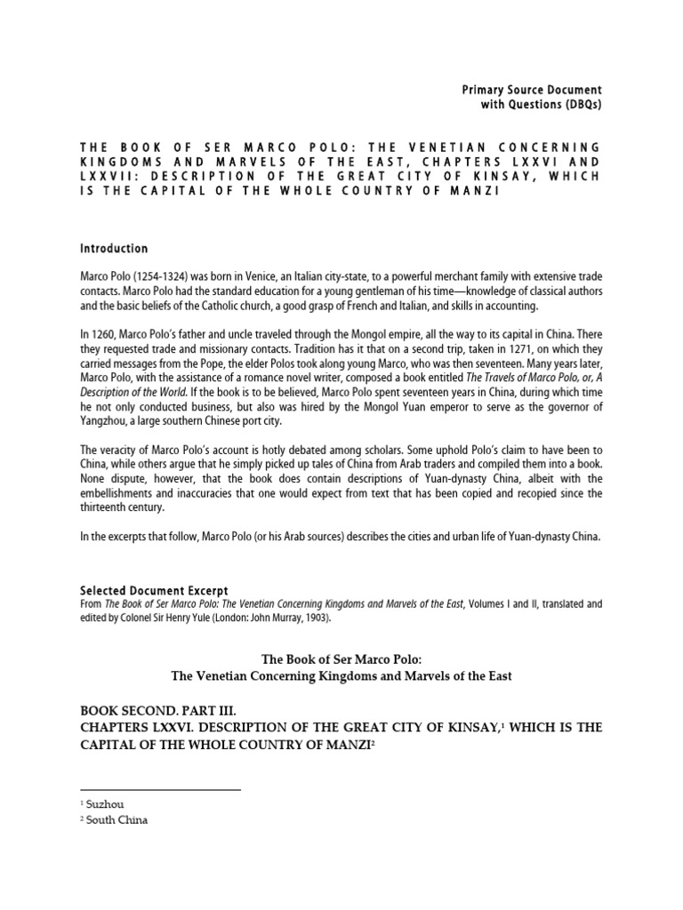 Marcopolo Writing | PDF | Marco Polo