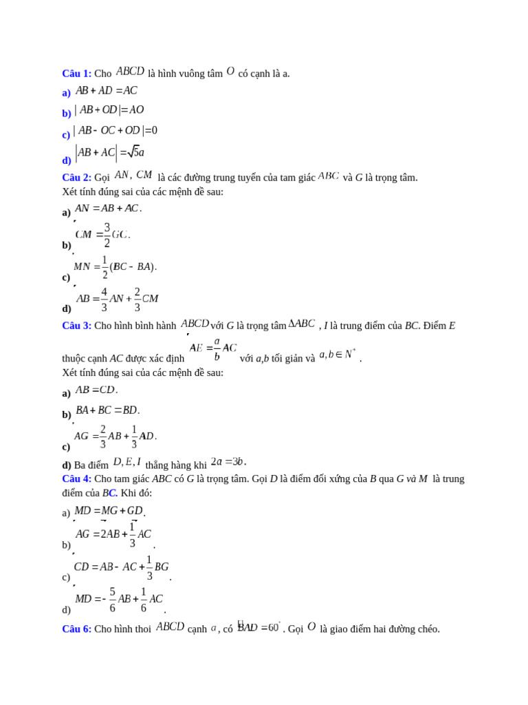 VECTO Đúng Sai | PDF