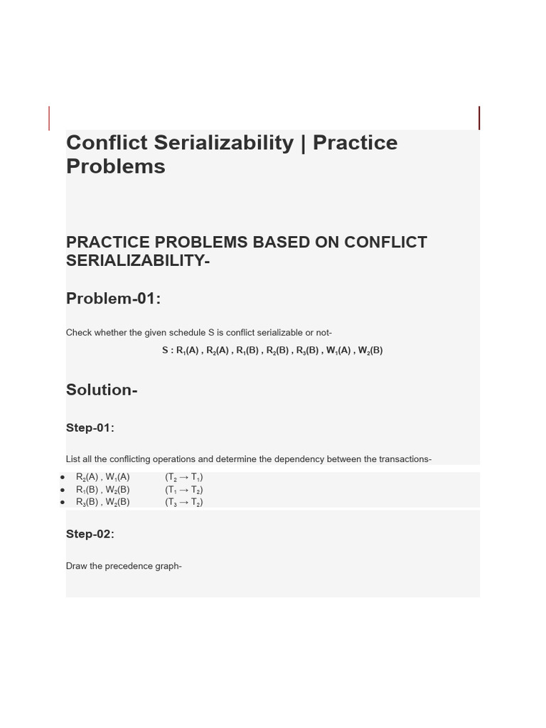 Problems on serializability.docx | PDF | Data Management | Distributed ... Problems on serializability.docx | PDF | Data Management | Distributed ...