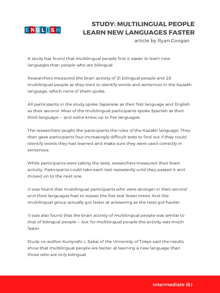 6 Study Multilingual People Learn New Languages Faster | PDF ...