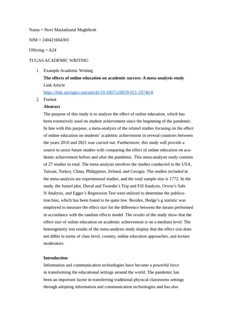 Academic Writing Novi | PDF | Meta Analysis | Educational Technology